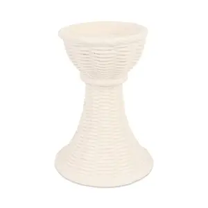 VIETRI Casa Gray Large Candle Stick - White