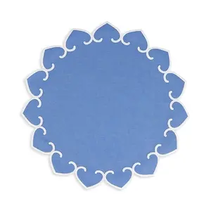 VIETRI Tessuti Round Placemats With White Stitching, Set Of 4 - Blue