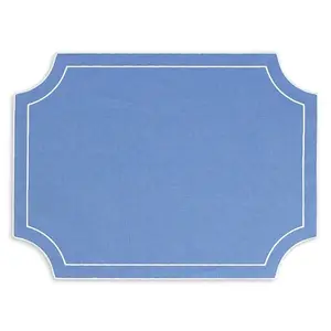 VIETRI Tessuti Rectangular Placemats With White Stitching, Set Of 4 - Blue