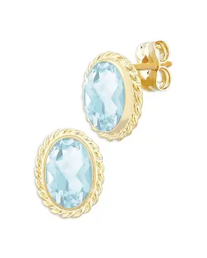 Bloomingdale'S Aquamarine Stud Earrings - Gold