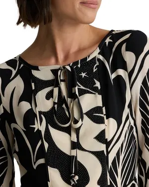 St. John Americana Leaf Silk Dress