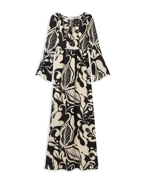 St. John Americana Leaf Silk Dress
