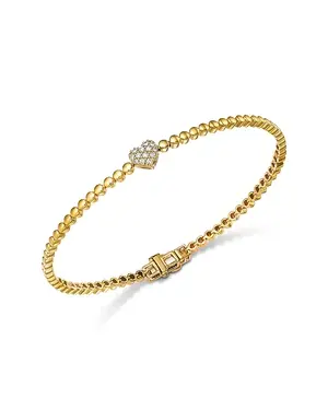 Bloomingdale'S Diamond Heart Beaded Bracelet - Gold