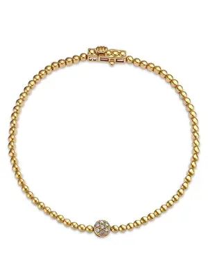 Bloomingdale'S Diamond Cluster Beaded Bracelet - Gold