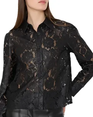 MILLY Arlo Textured Lace Shirt