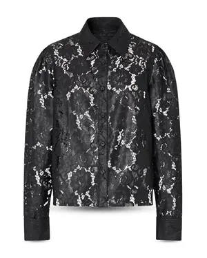 MILLY Arlo Textured Lace Shirt