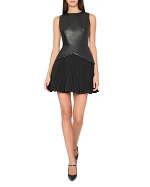 MILLY Mixed Media Dress - Black/black
