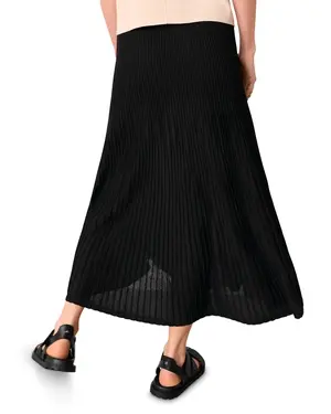 Whistles Pleated Knit Midi Skirt - Black