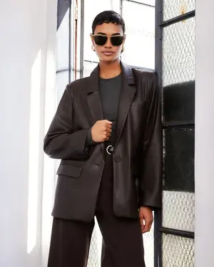 Fifteen Twenty Regan Faux Leather Blazer