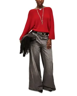 Ba&sh Isaac Mohair Alpaca Blend Pullover Sweater - Red