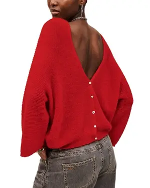 Ba&sh Isaac Mohair Alpaca Blend Pullover Sweater - Red