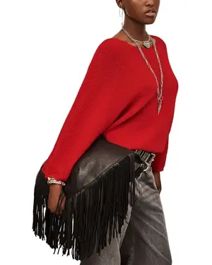 Ba&sh Isaac Mohair Alpaca Blend Pullover Sweater - Red