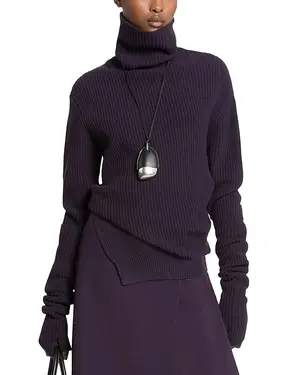Michael Kors Cashmere Bias Turtleneck Sweater
