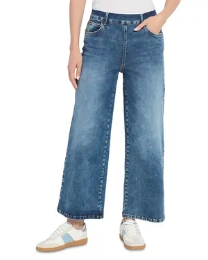 Lyssé Sylvie Pull On Wide Leg Jeans - High-low Mid Wash
