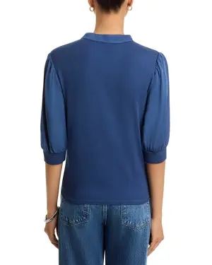 Bella Dahl Mixed Media Top - Indigo Blue