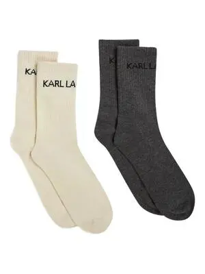 Karl Lagerfeld Logo-detail Ankle Socks - Neutrals