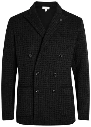LARDINI Houndstooth Wool Cardigan