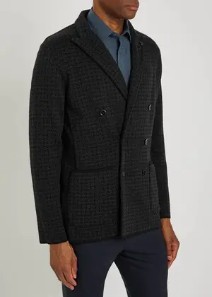 LARDINI Houndstooth Wool Cardigan