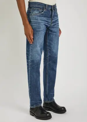 Nudie Jeans Solid Ollie Slim Straight-leg Jeans - Mid Blu