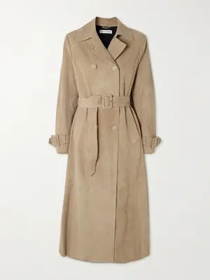 Nour Hammour Tate Belted Suede Trench Coat