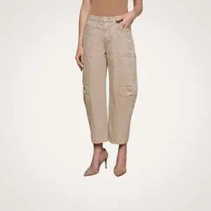 L'Agence Cody Cropped Barrel-leg Jean - Biscuit