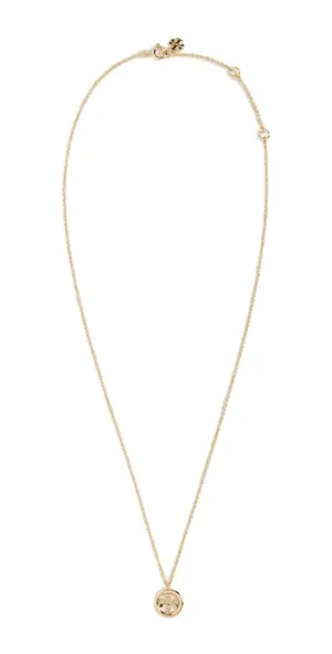 Tory Burch Icon Circle Pendant Necklace - Tory Gold