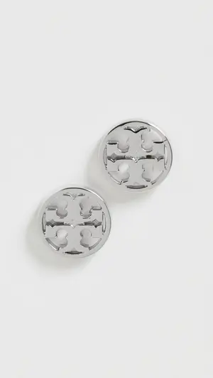 Tory Burch Icon Circle Stud Earrings - Tory Silver