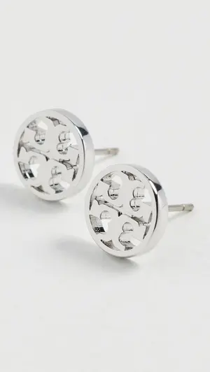 Tory Burch Icon Circle Stud Earrings - Tory Silver