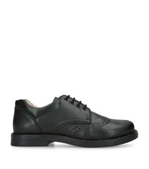 Trotters Leather Brogue School Shoes - Black