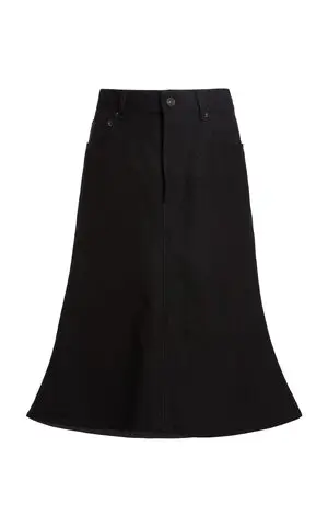 Balenciaga Flared Waxed Denim Midi Skirt - Black