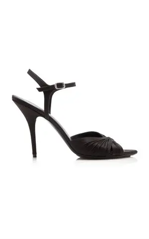 Balenciaga Dynas Plisse Satin Heeled Sandals - Black