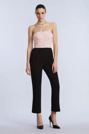 Bcbgmaxazria 3d Floral Strapless Jumpsuit - Light Pink & Black Combo