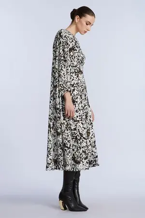 Bcbgmaxazria One-sleeve Printed Midi Dress