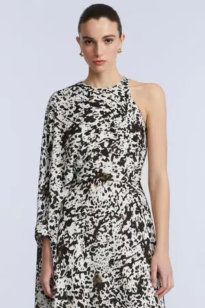 Bcbgmaxazria One-sleeve Printed Midi Dress