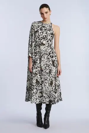 Bcbgmaxazria One-sleeve Printed Midi Dress
