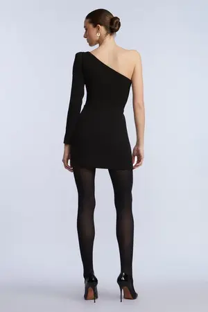 Bcbgmaxazria One-sleeve Crepe Mini Dress With 3d Floral Appliqu