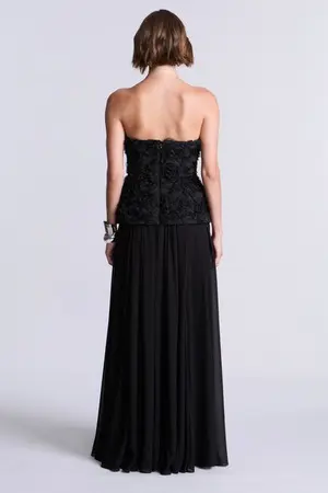 Bcbgmaxazria 3d Floral Strapless Gown