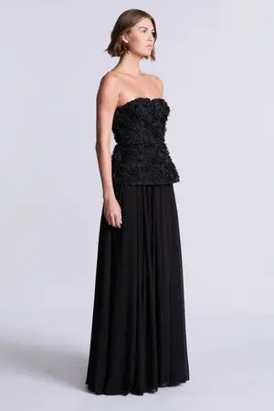 Bcbgmaxazria 3d Floral Strapless Gown