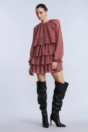 Bcbgmaxazria Chiffon Ruffle Mini Dress