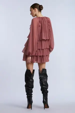 Bcbgmaxazria Chiffon Ruffle Mini Dress