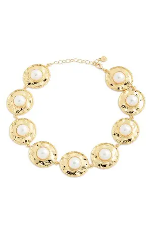 FRASIER STERLING Athens Faux Pearl Necklace - Gold