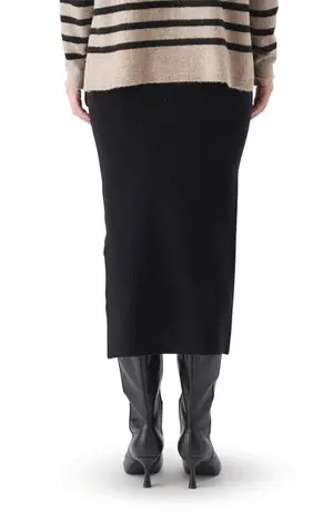 RIPE MATERNITY Knit Ribbed Skirt - Black