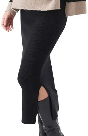 RIPE MATERNITY Knit Ribbed Skirt - Black