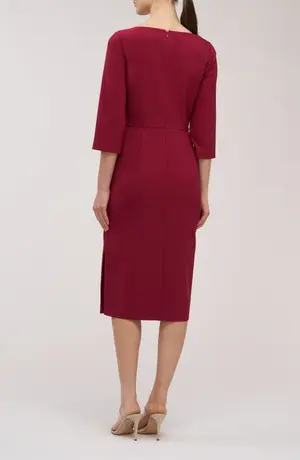 KAY UNGER Farrah Twist Front Midi Cocktail Dress