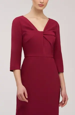 KAY UNGER Farrah Twist Front Midi Cocktail Dress