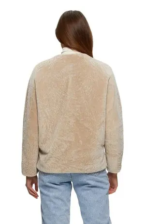 Gorski Textured Genuine Shearling Jacket - Beige