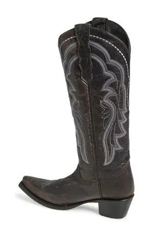 CIRCLE G Contrast Embroidered Western Boots - Black