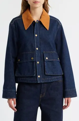 The Great. The Denim Swing Jacket - Midnight Rinse