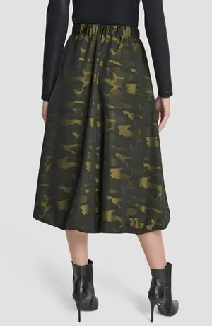 Dkny Camo Jacquard Bubble Hem Midi Skirt