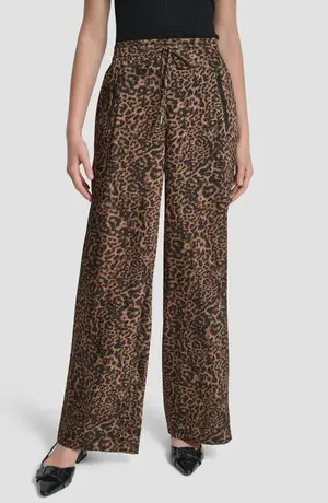 Dkny Cheetah Print Wide Leg Pants